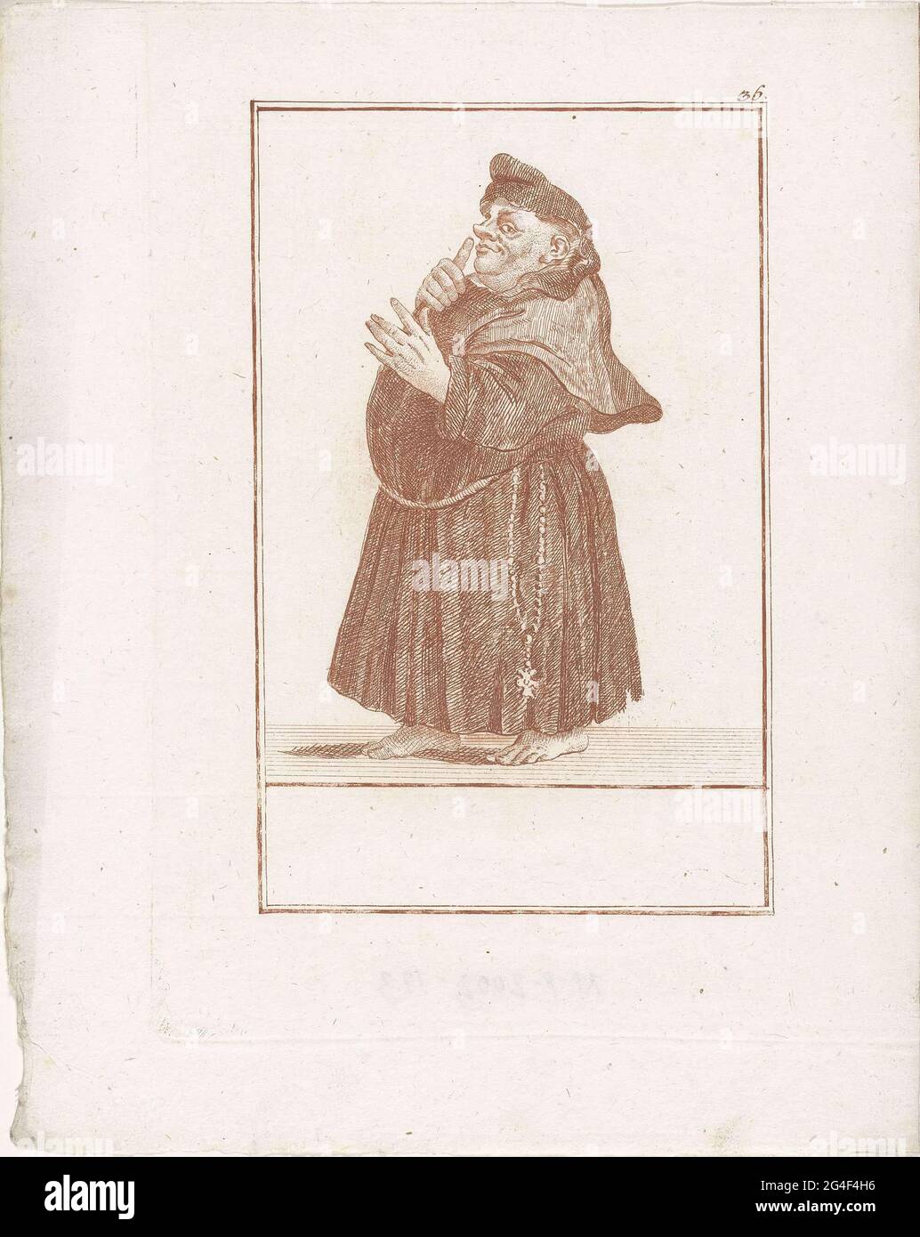 . Thick monk barefoot. He keeps the thumb of his right hand before the ...