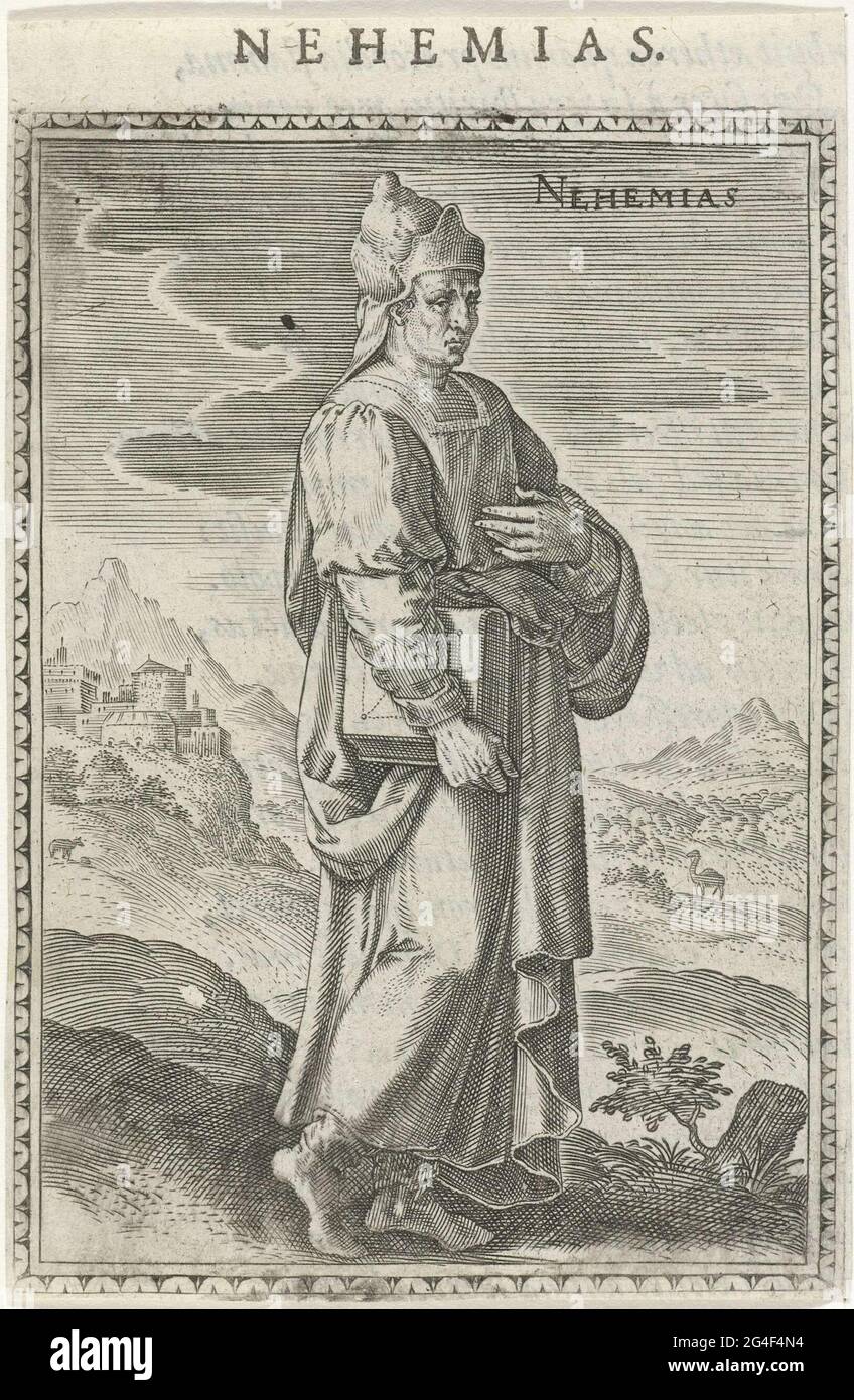 . Nehemiah, governor of Judah. A book in his hands Stock Photo - Alamy