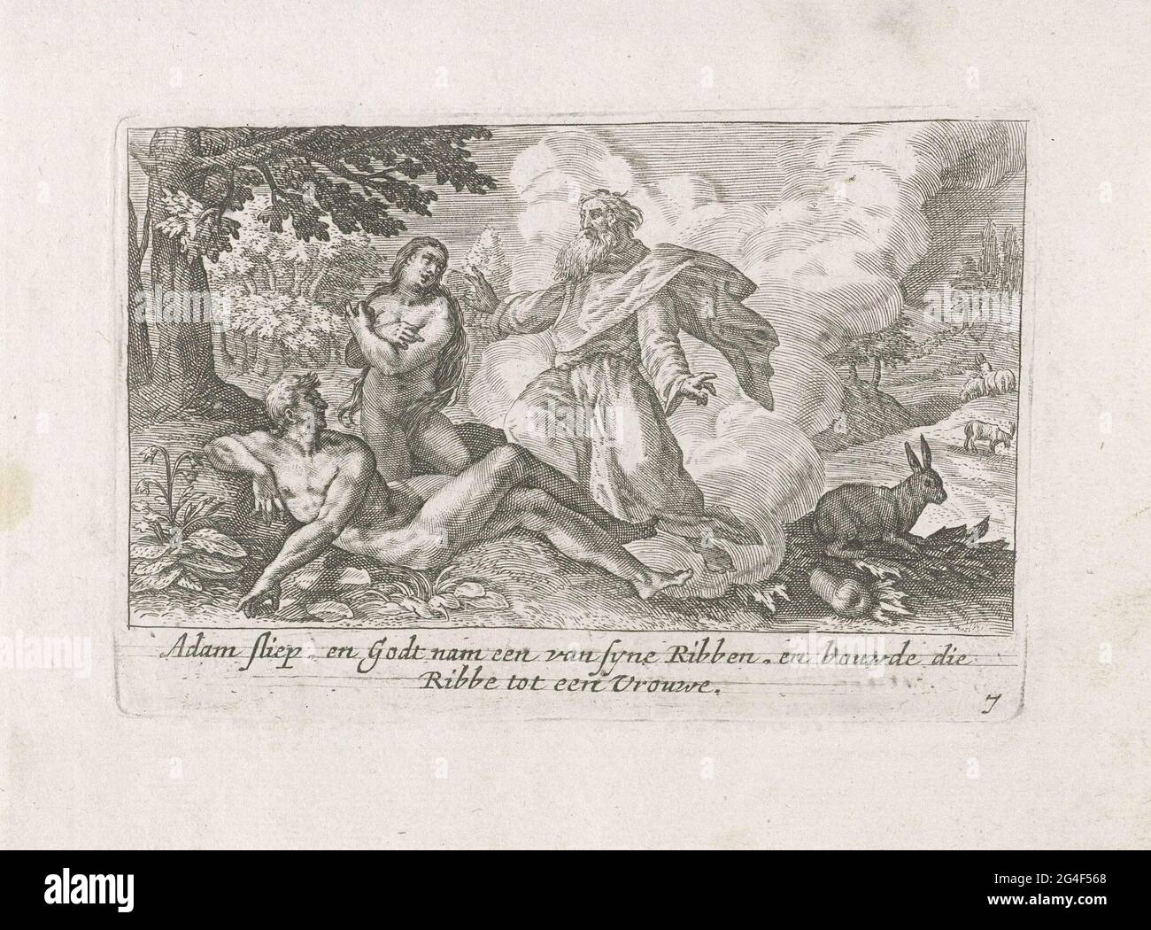 . God makes Adam fall into a deep sleep while removing his rib and ...