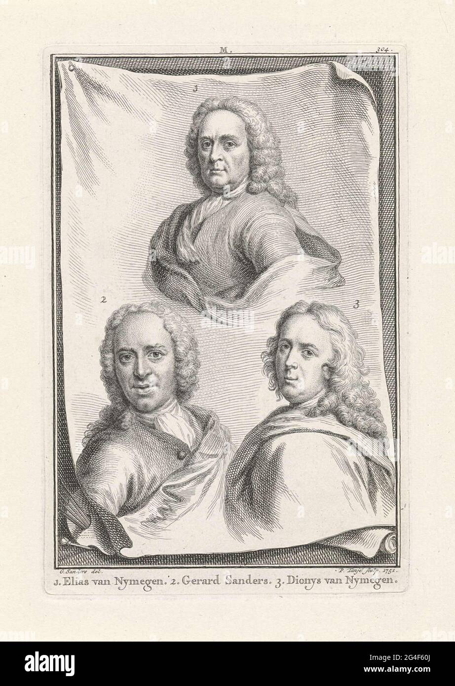 . Three numbered portraits of the painters Elias van Nijmegen, Gerard ...