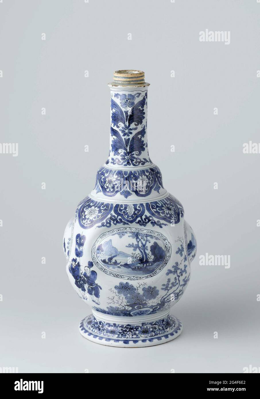 . Faïence bottle with a chinoiserie decoration inspired by the Chinese ...