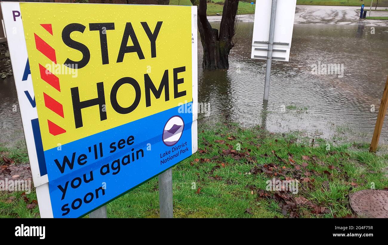 Stay at home signs in ambleside during the Covid lockdown, Ambleside ...