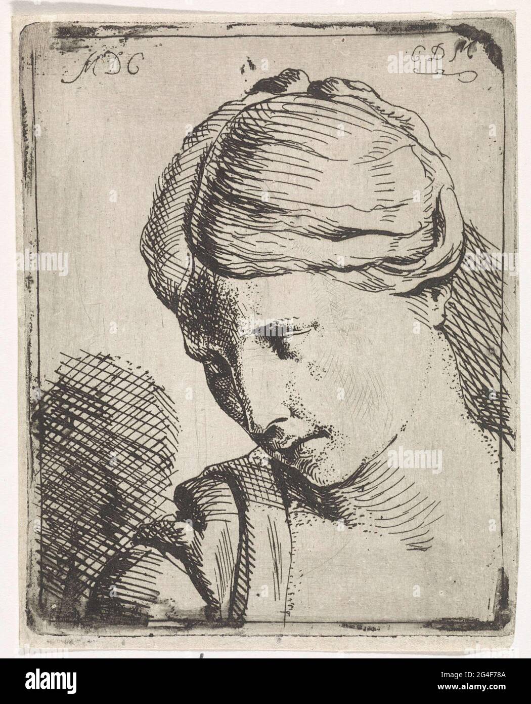 . Young woman with bent head, crossing her Stock Photo - Alamy