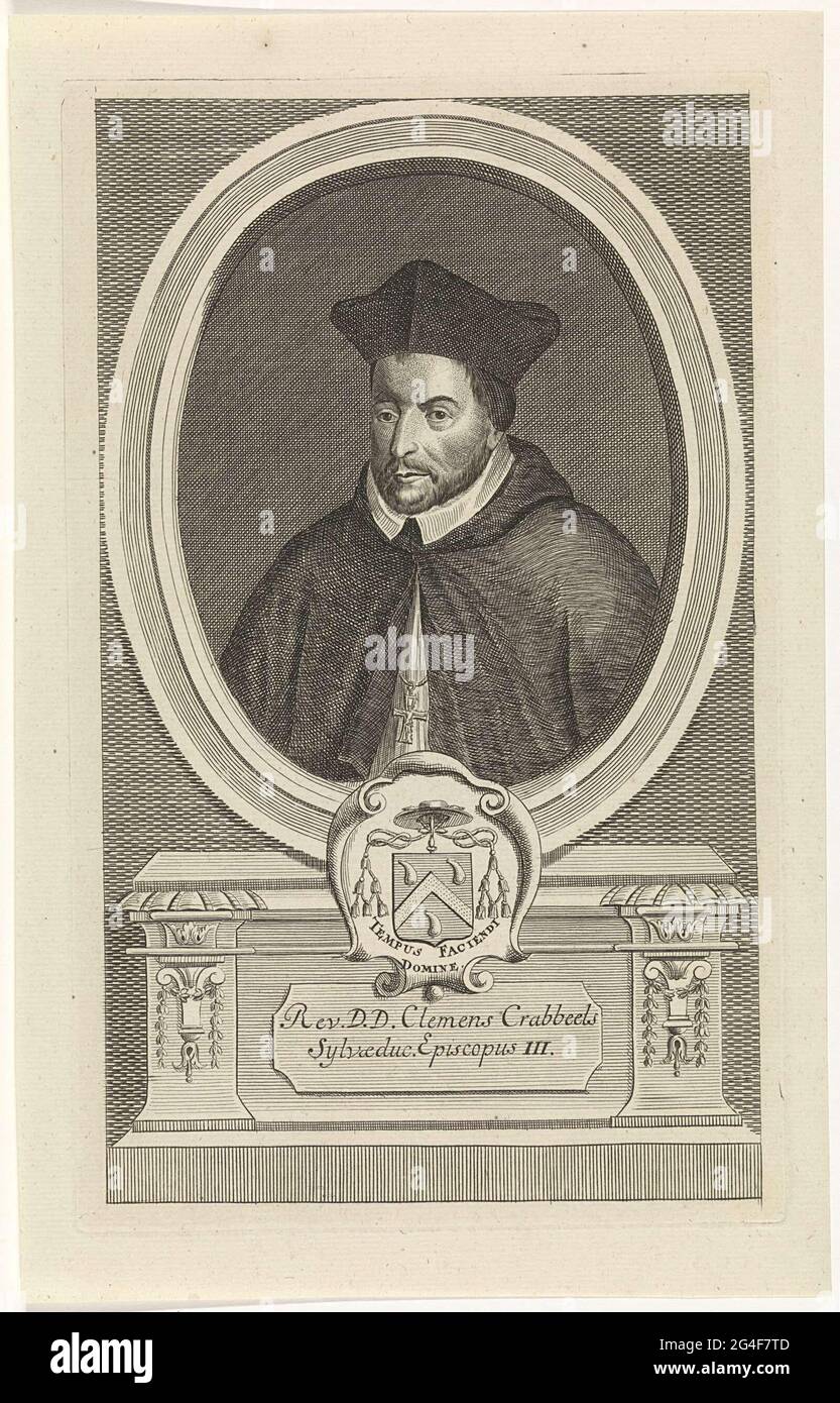 . Bust portrait of the bishop Clemens Crabels, with Biretta. The ...