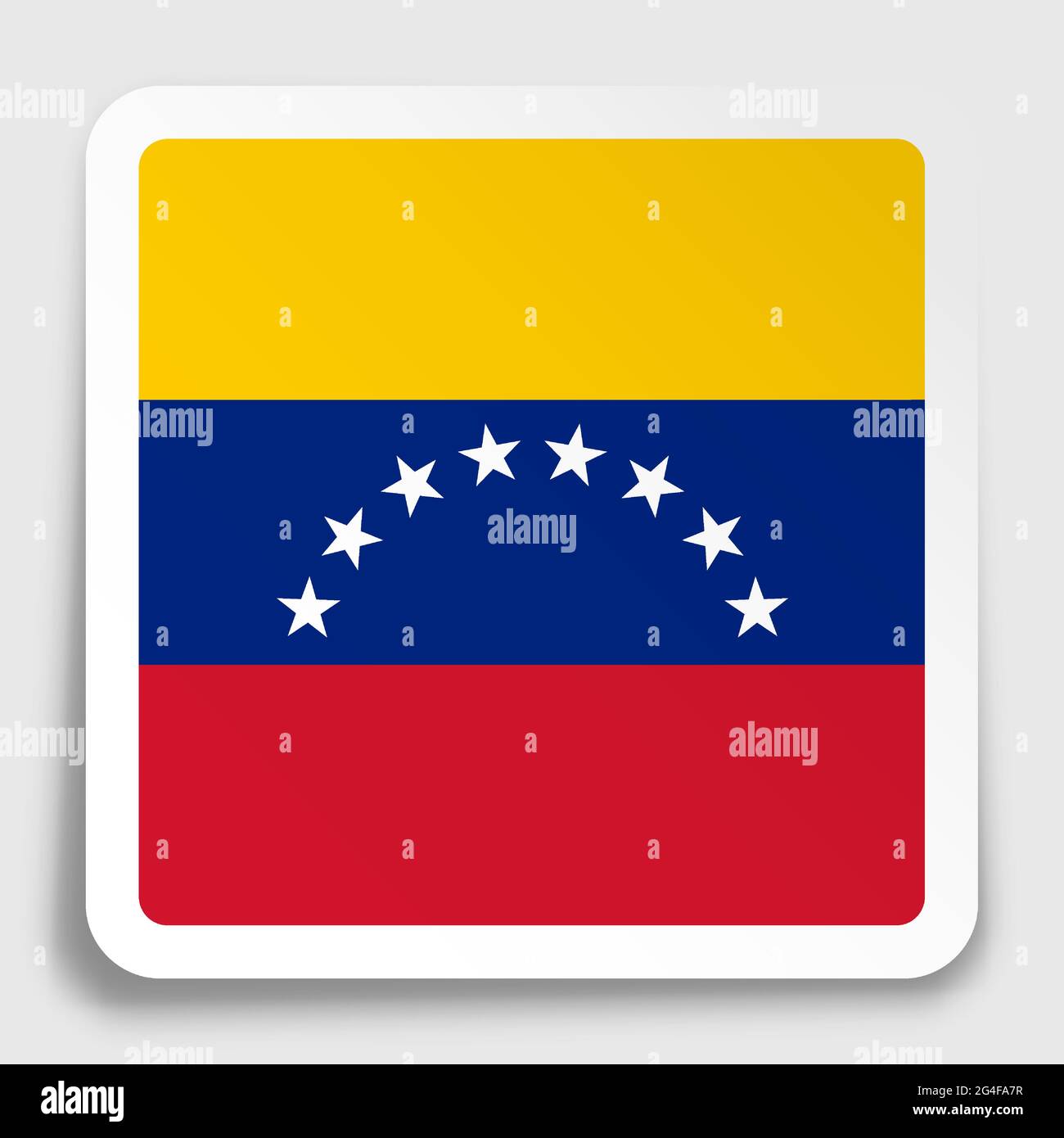 Venezuela flag icon on paper square sticker with shadow. Button for ...
