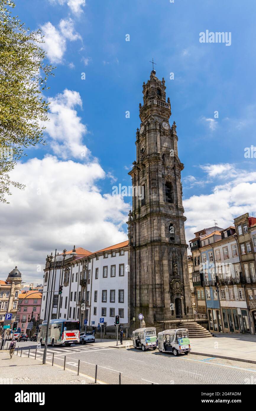 Clerigos tower is main landmark of city of Porto, Portugal Stock Photo ...