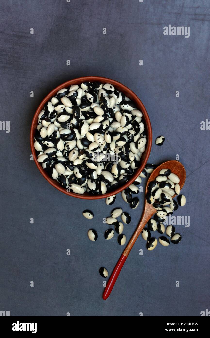 Dried beans in shell with spoon, Yin Yang beans, Germany Stock Photo ...