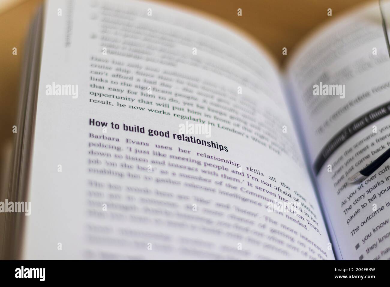 Open book with quote how to build good relationships Stock Photo - Alamy