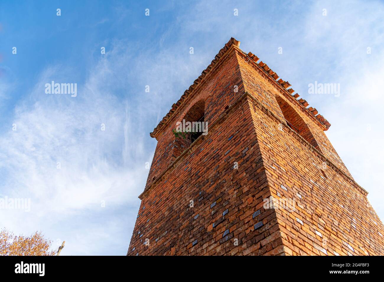 Ancient church tower architecture built of baked bricks. Construction ...
