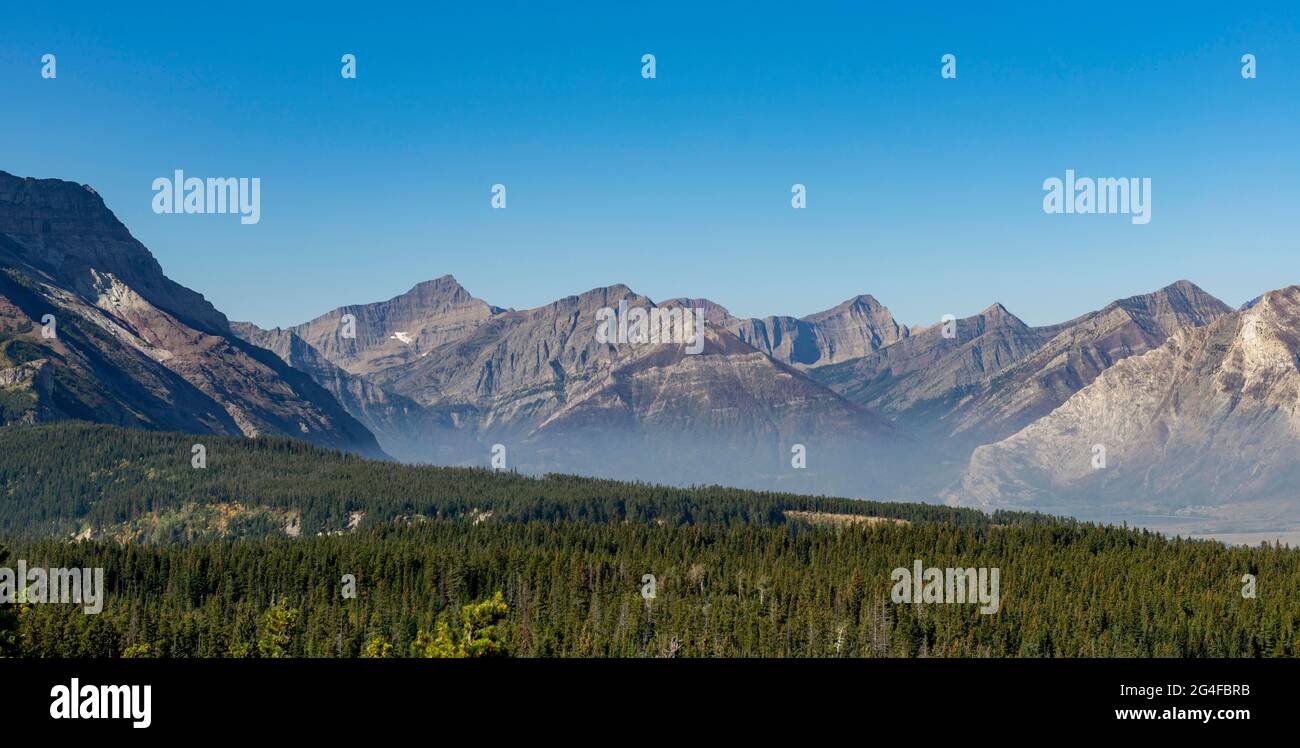 View of mountain panorama with Sofa Mountain, Sacree Mountain and ...