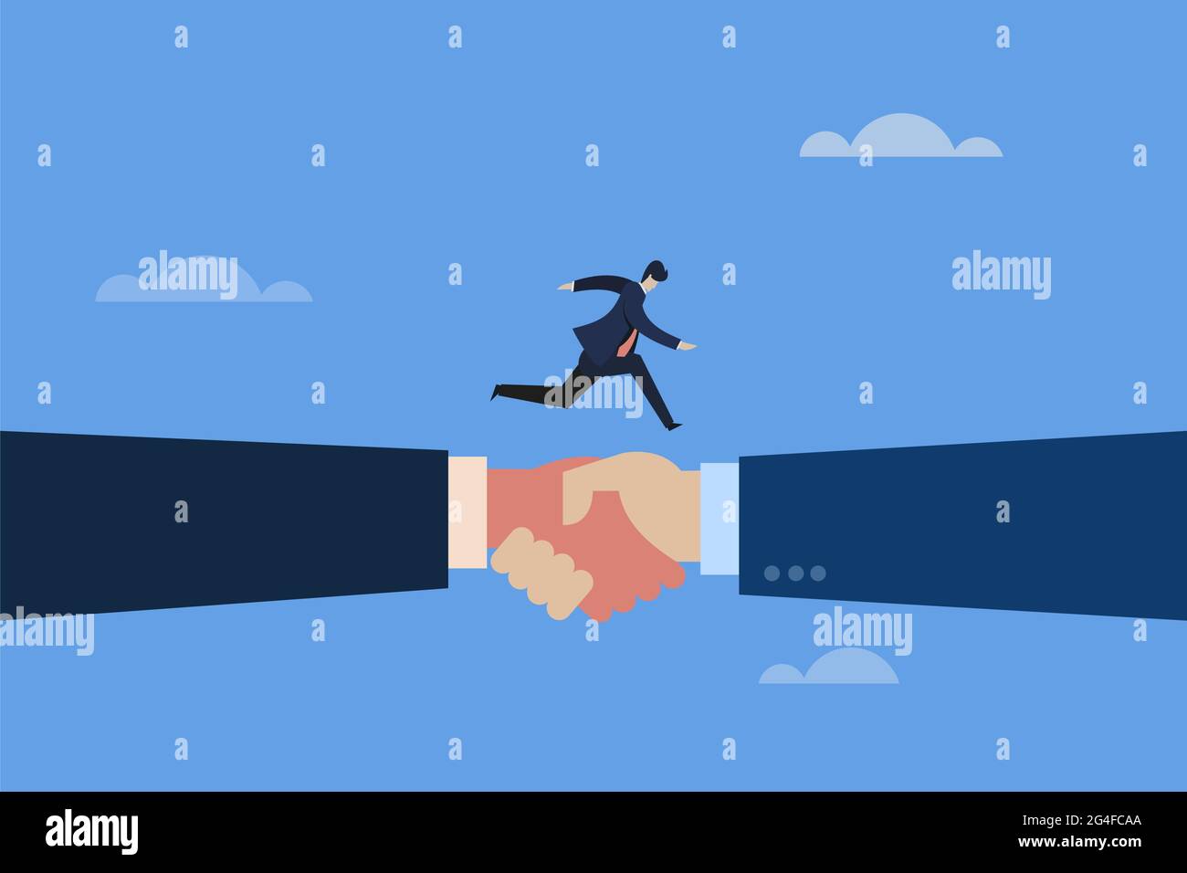 Conceptual illustration of a business executive moving fast on a ...