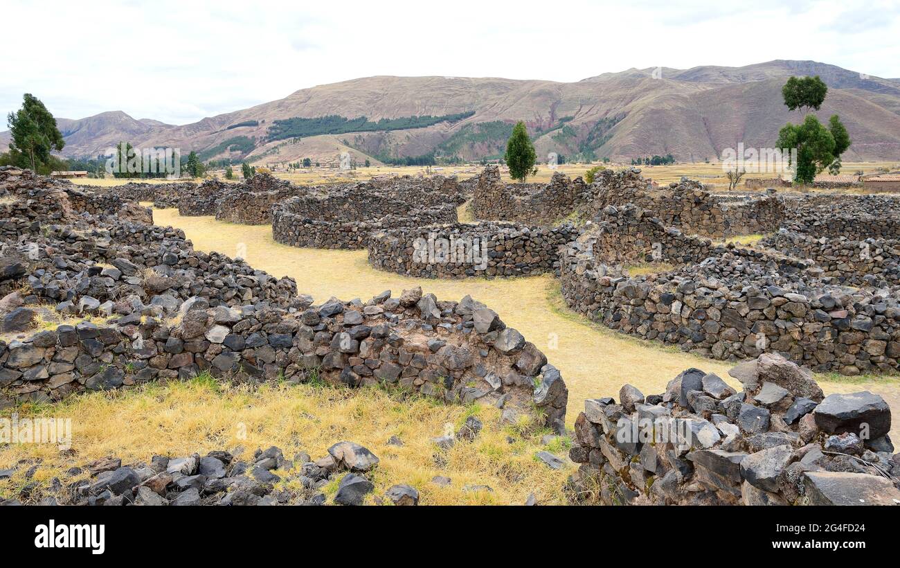 Foundation walls in Raqchi, Inca ruins, Canchis Province, Peru Stock ...