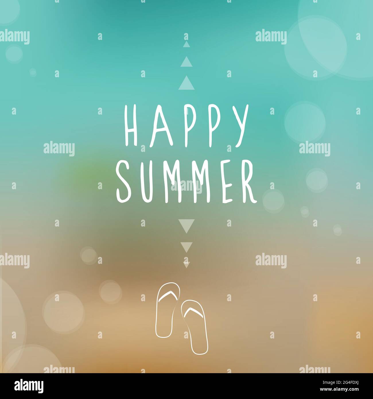 Happy summer. Beach scene. Flip flop icon. Blurred background. Vector ...