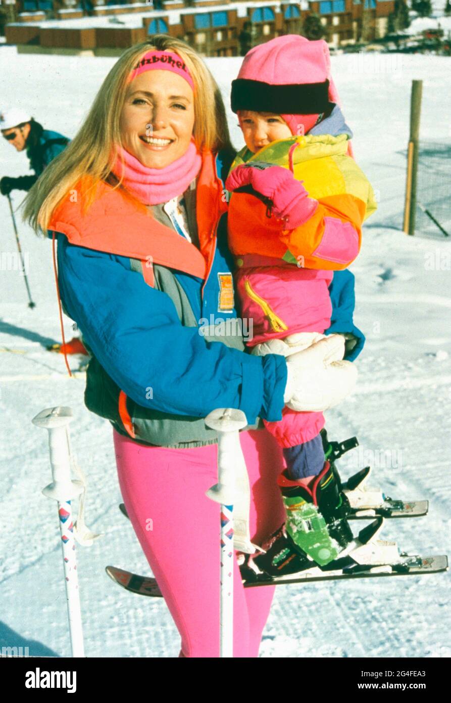 Aspen. Colorado. USA. LIBRARY. Pamela Bach and daughter Taylor Anne in ...