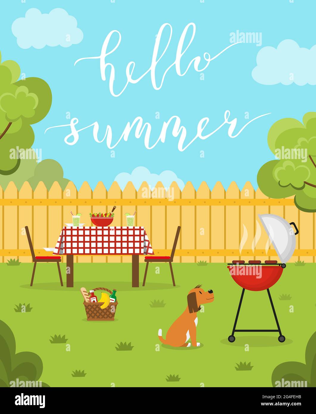 House garden summer table picnic party Stock Vector Images - Alamy