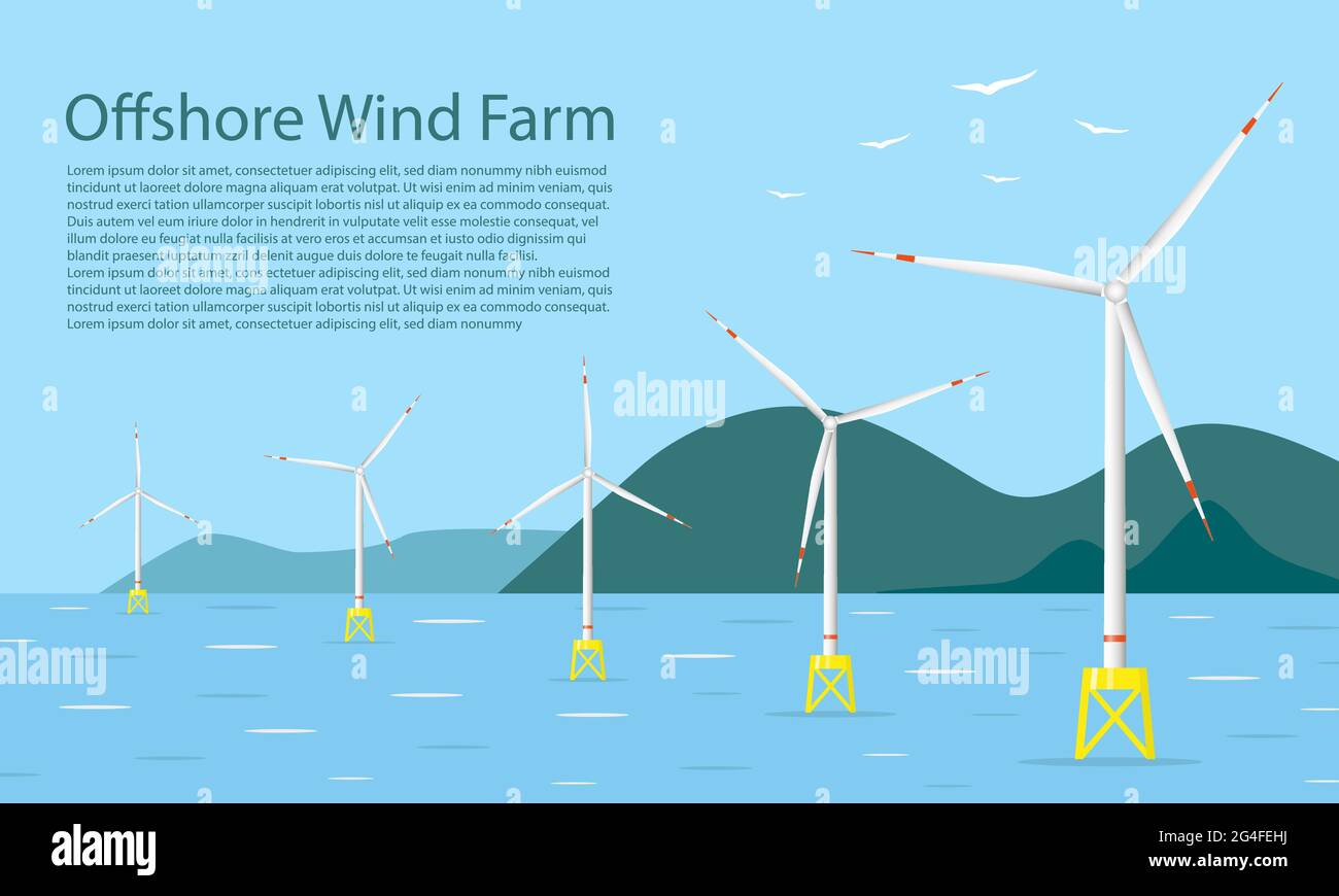 Windmills in the sea. Banner template Stock Vector Image & Art - Alamy