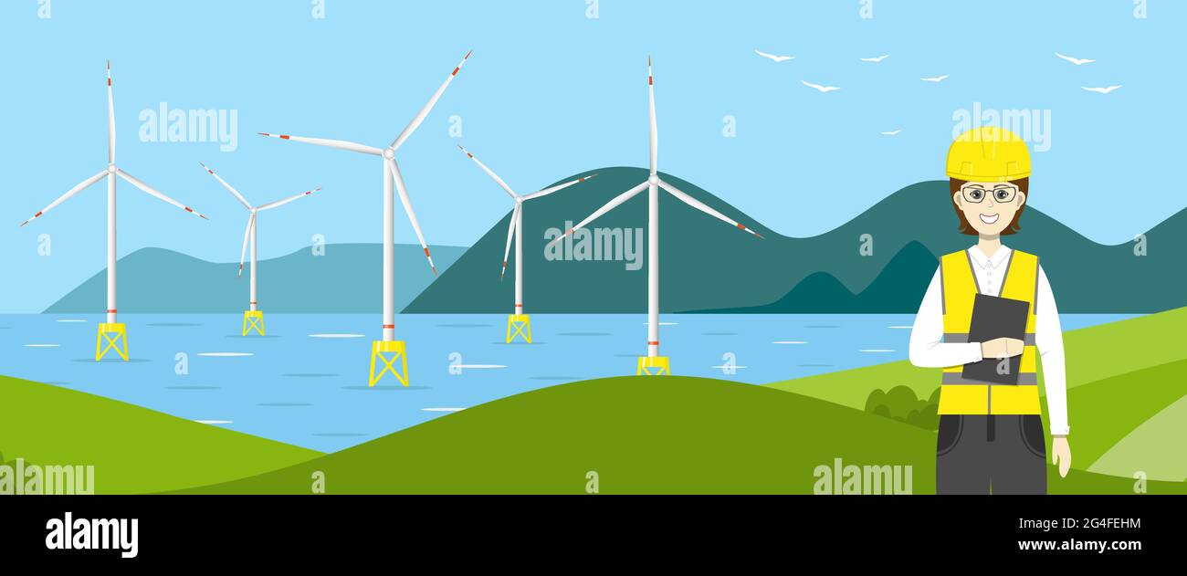 Offshore wind power plant Stock Vector Images - Alamy