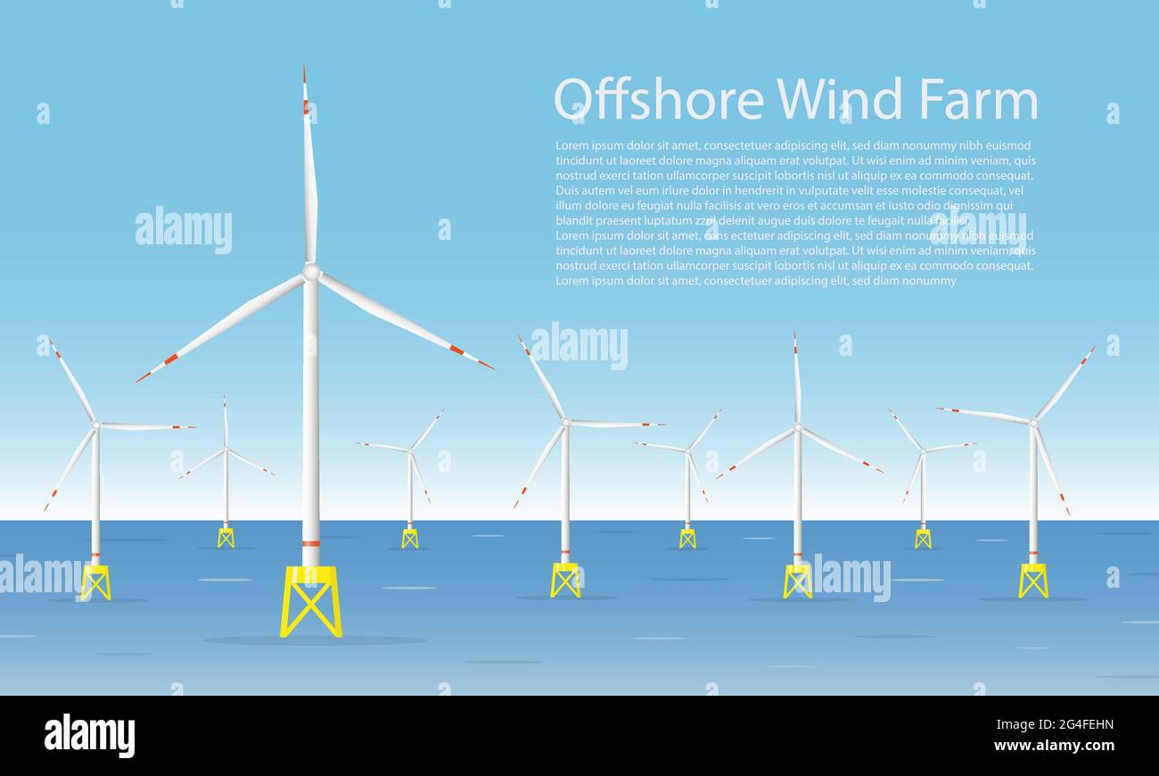 Windmills in the sea. Banner template Stock Vector Image & Art - Alamy