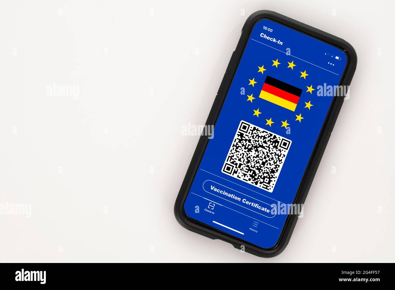 Symbol photo vaccination privilege, smartphone with digital European ...