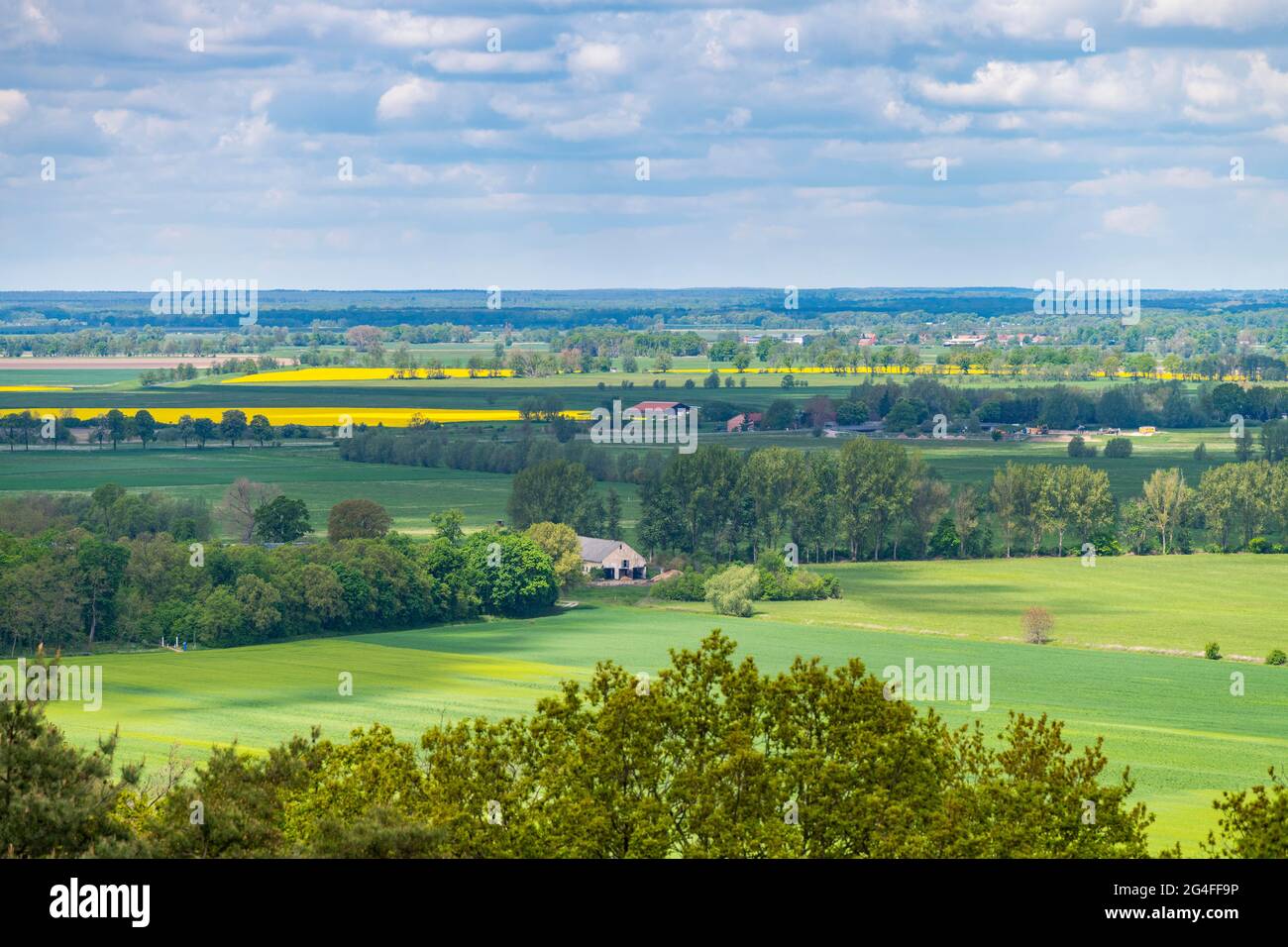 View from the Gollenberg to the landscape around Stoelln, Havelland ...