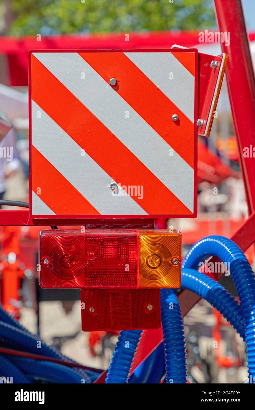Rear End Lights at Agricultural Machine Trailer Stock Photo - Alamy