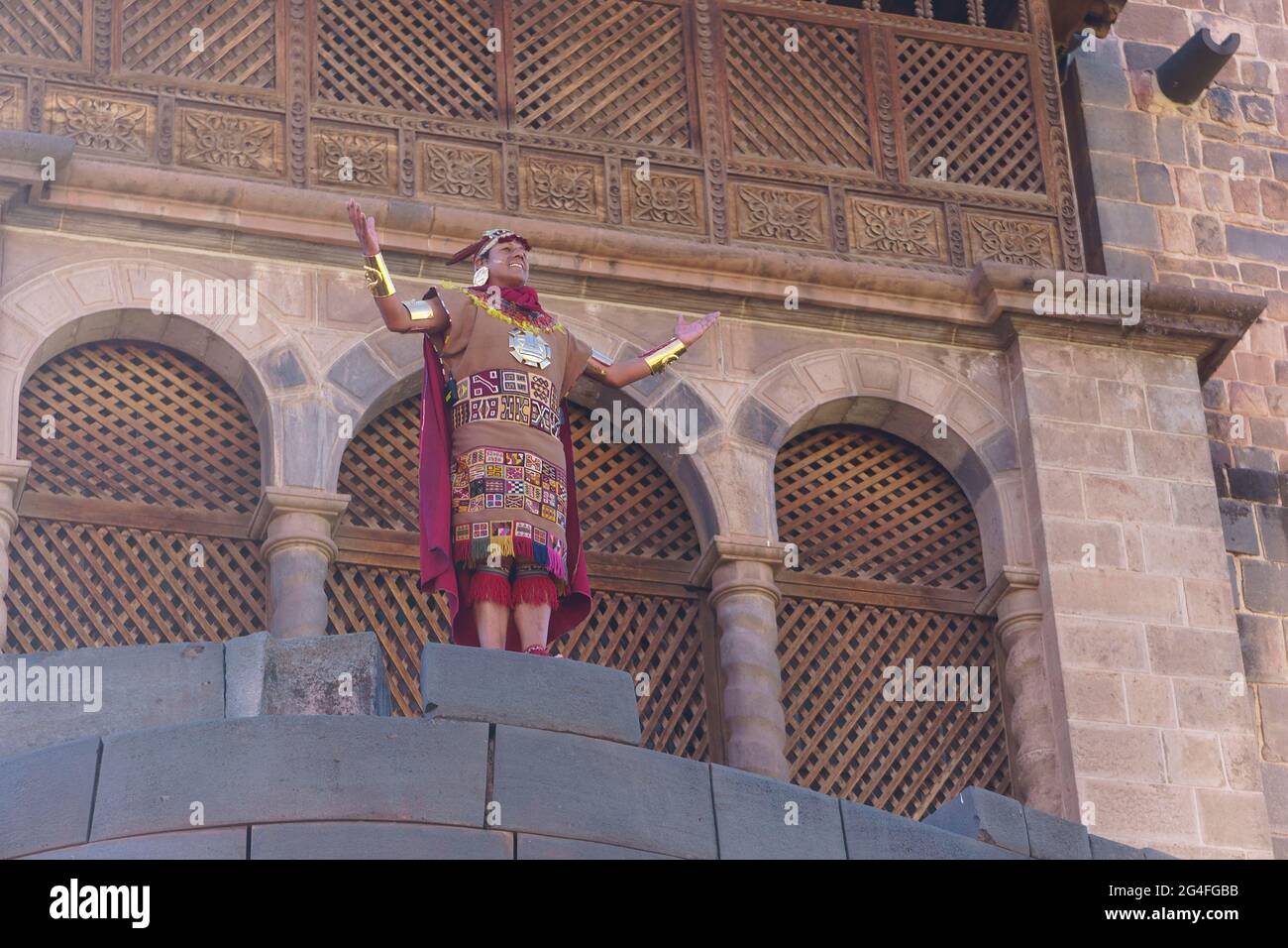 Inti Raymi, festival of the sun, ruler in front of the Coricancha, most ...
