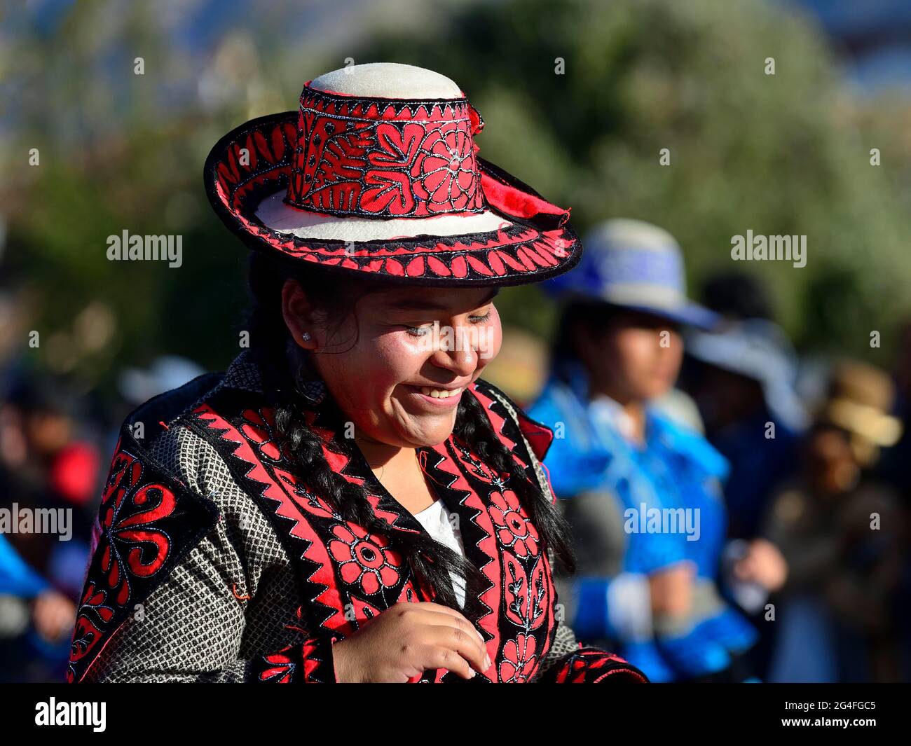 Portrait of an indigenous woman in traditional traditional costume ...