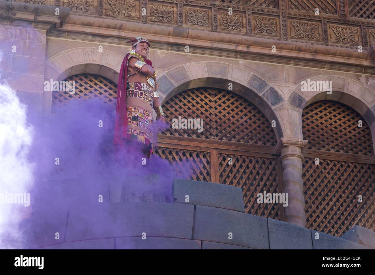 Inti Raymi, festival of the sun, ruler in front of the Coricancha, most ...