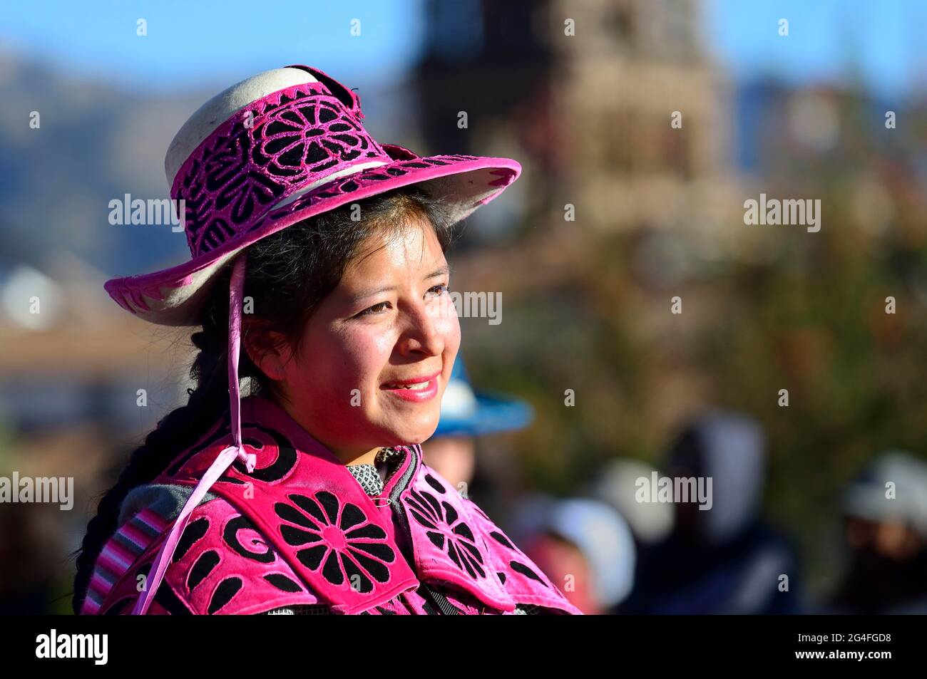 Portrait of an indigenous woman in traditional traditional costume ...
