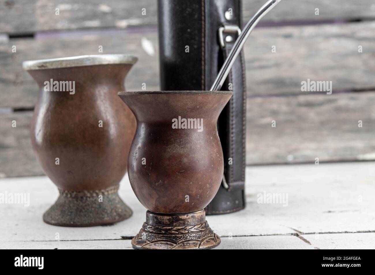 Utensils for drinking mate and mate. Chimarrão, or mate, is a ...