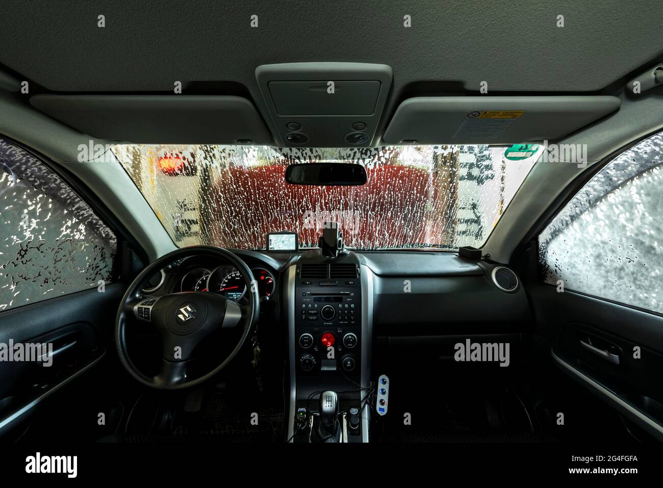 Car in car wash, interior view of a car, Germany Stock Photo - Alamy