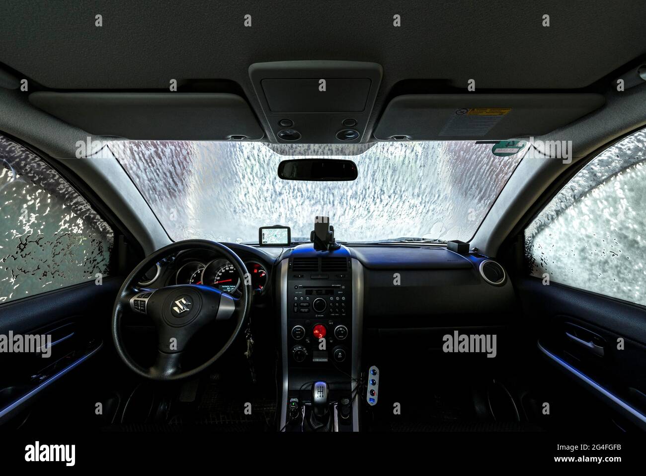Car in car wash, interior view of a car, Germany Stock Photo - Alamy