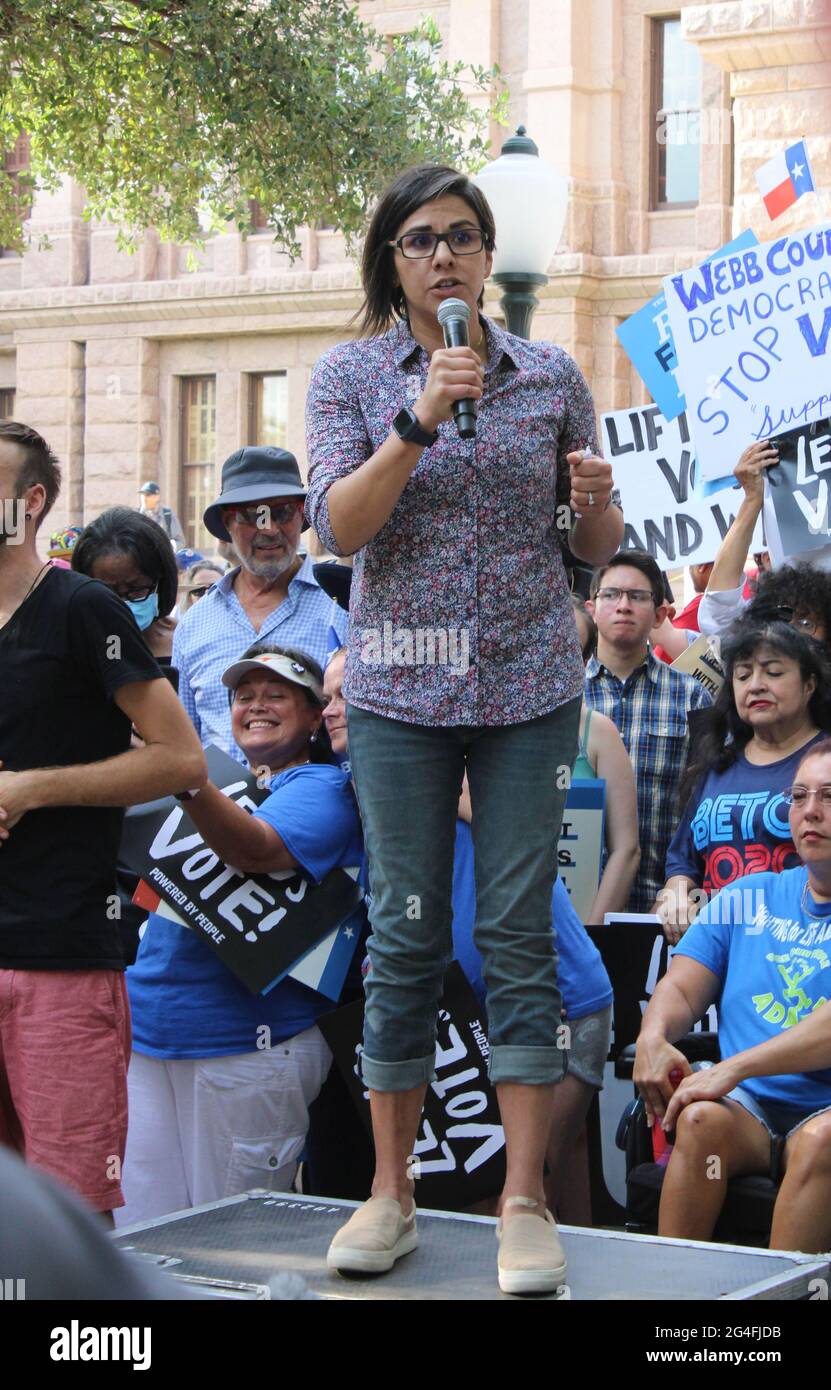 Austin, USA. 20th June, 2021. Representative Jessica Gonzalez addresses ...