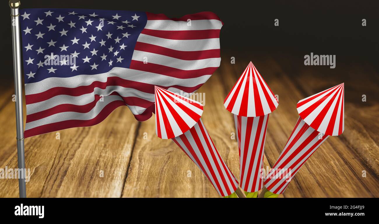 Waving american flag fireworks hi-res stock photography and images - Alamy