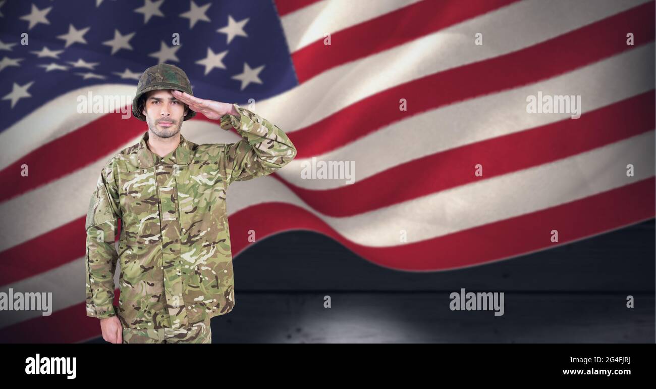 Animation soldier saluting over american hi-res stock photography and images - Alamy