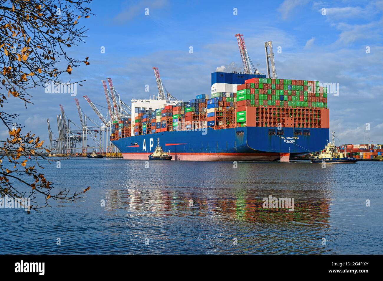 A general view of the DP World docks facility at the Port of ...