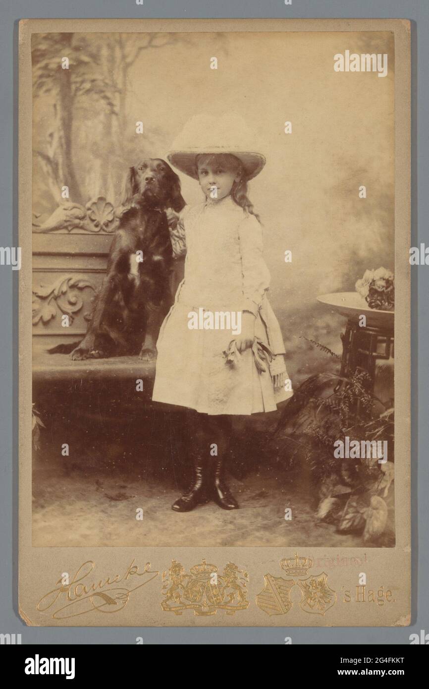 Portrait of princess Wilhelmina with her dog. Portrait of princess ...