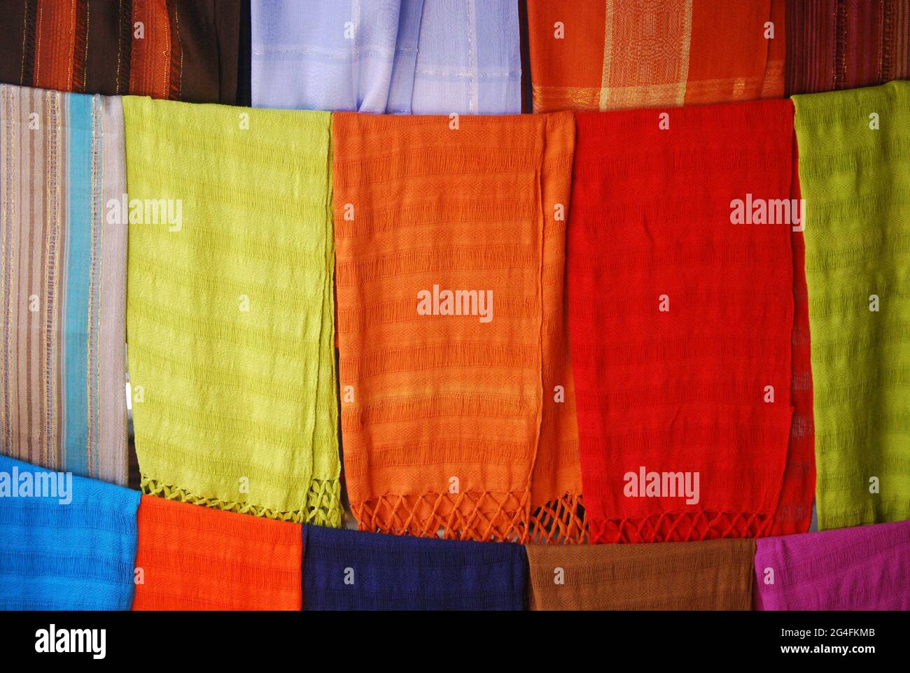 Colorful cloths displayed in a market Stock Photo - Alamy