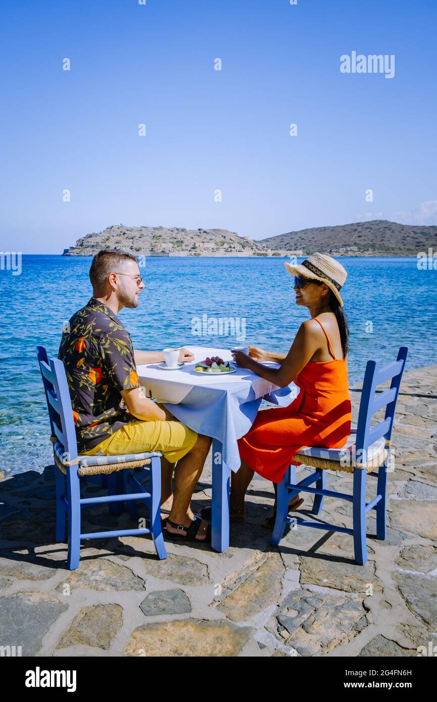 Crete Greece Plaka Lassithi with is traditional blue table and chairs ...