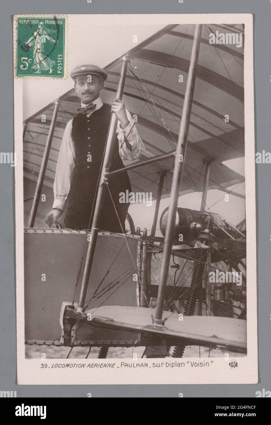 Portrait of Louis Paulhan on his Voisin plane; Locomotion Aérienne ...