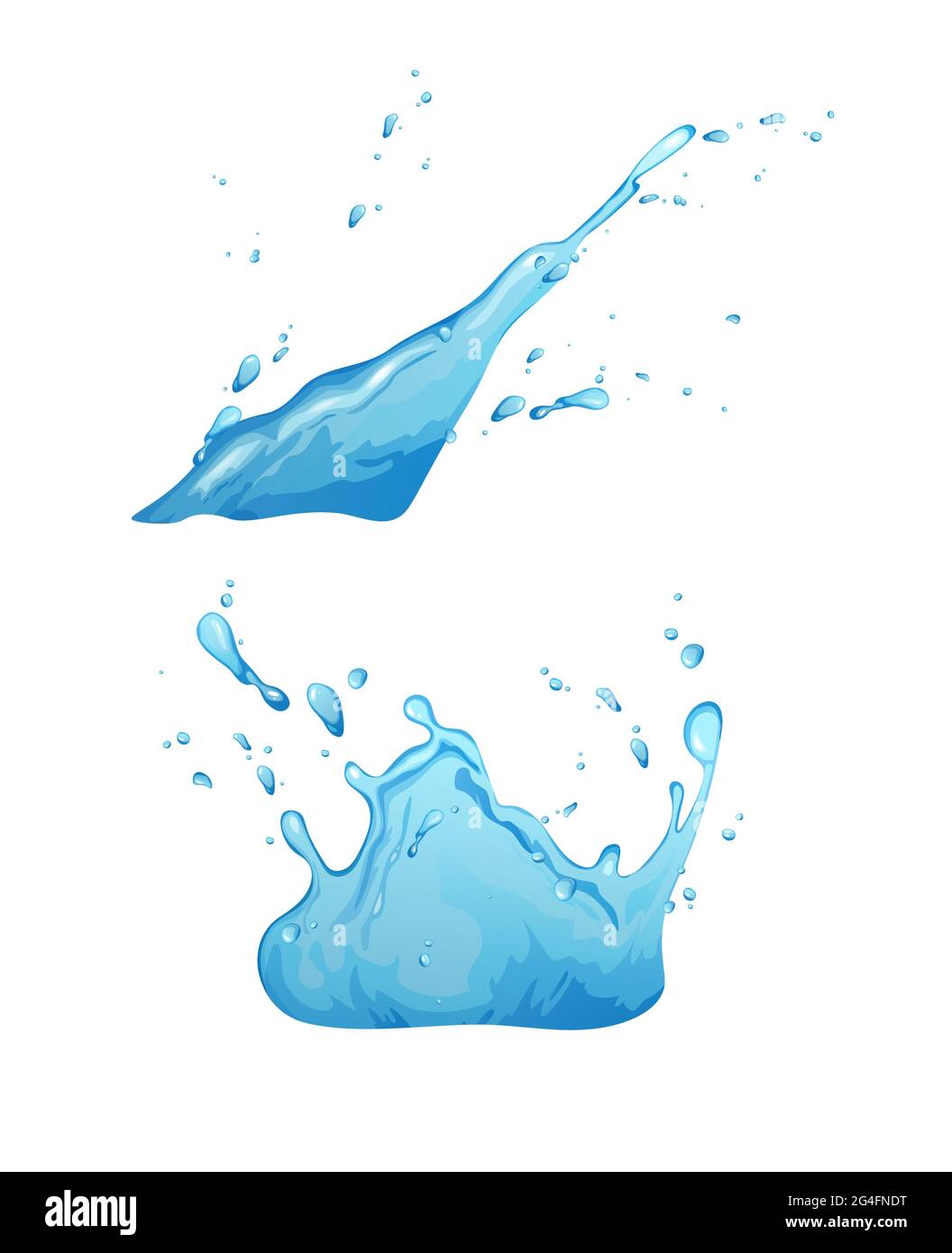 Blue water splashes cartoon vector illustration. Nature clear aqua ...