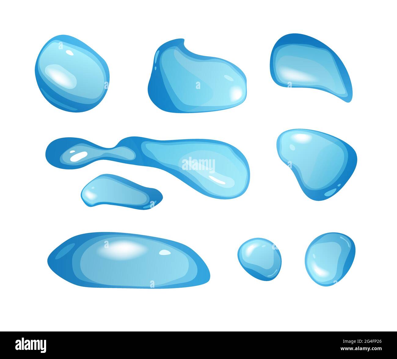 Blue pure water drops set cartoon vector illustration Stock Vector ...