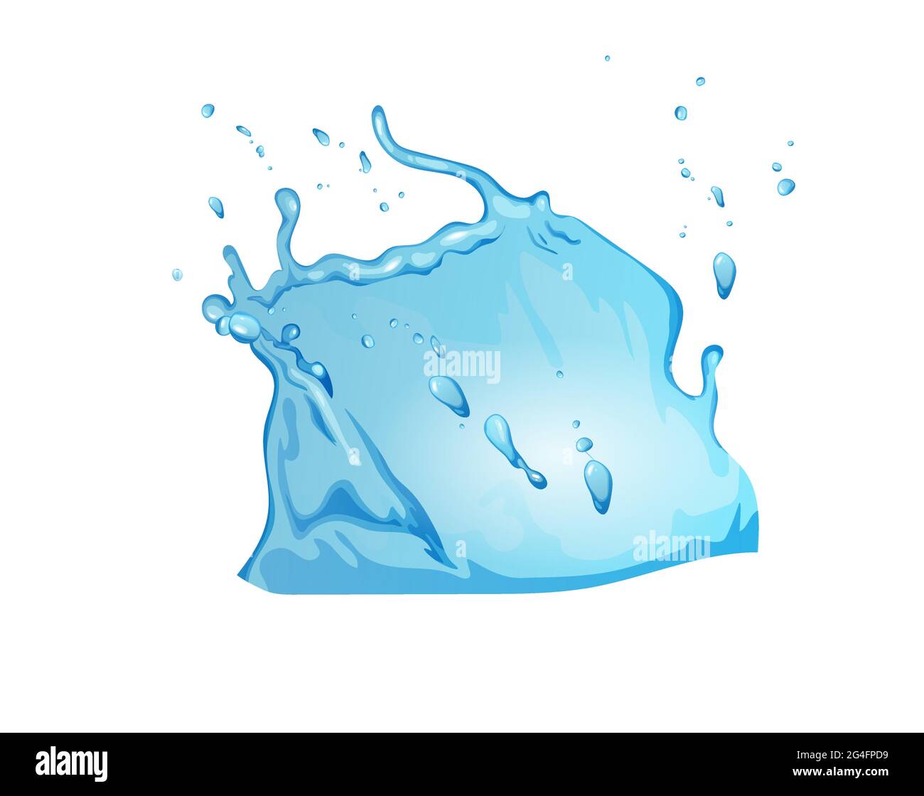 Blue water splashes cartoon vector illustration. Nature clear aqua ...