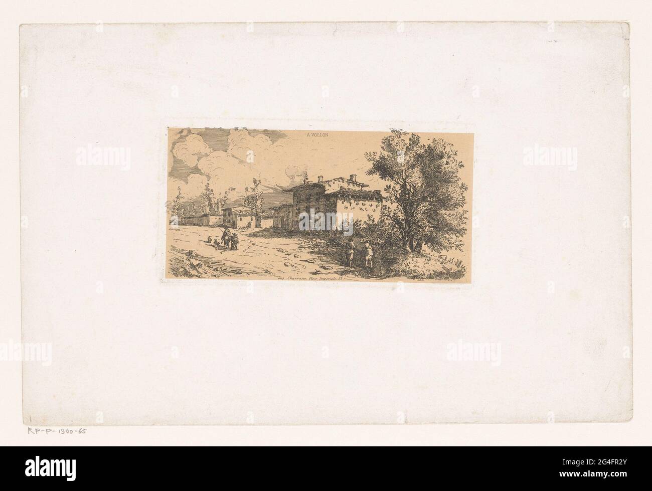 Southern landscape with houses and figures Stock Photo - Alamy