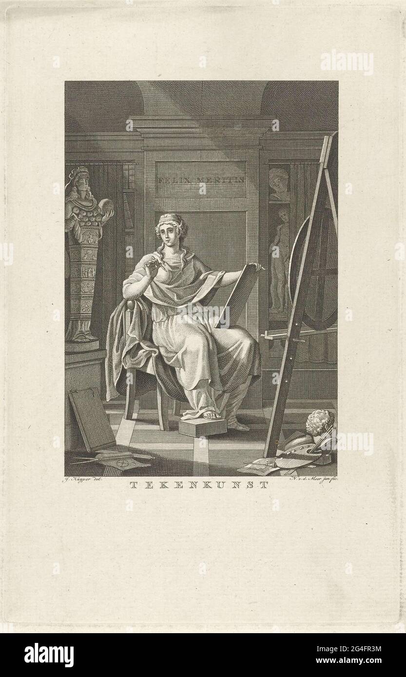 . Person's Personification, seated on a chair, with a pen in one hand ...