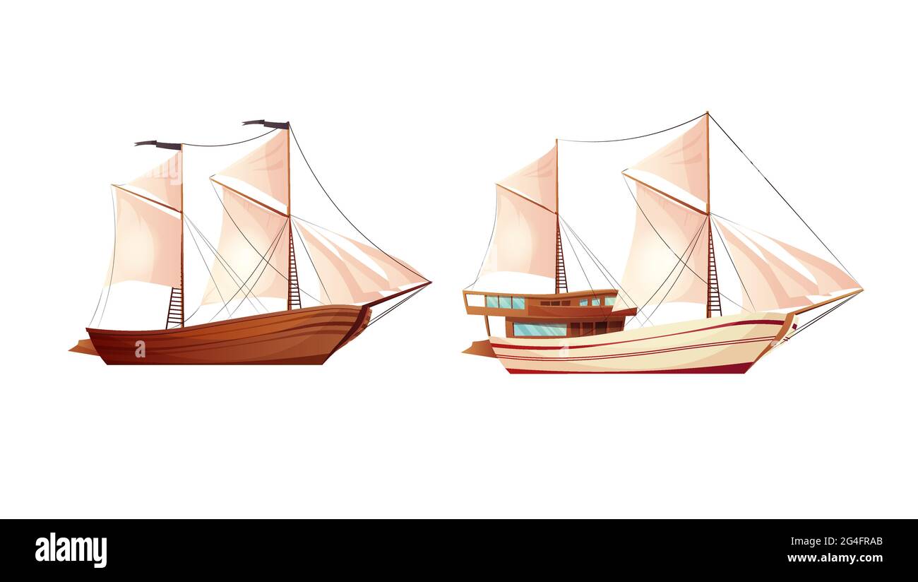Sailing ship cartoon vector illustration Stock Vector Image & Art - Alamy