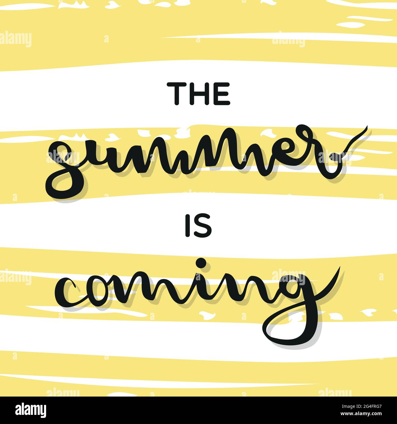 The summer is coming lettering. Striped background. Vector illustration ...
