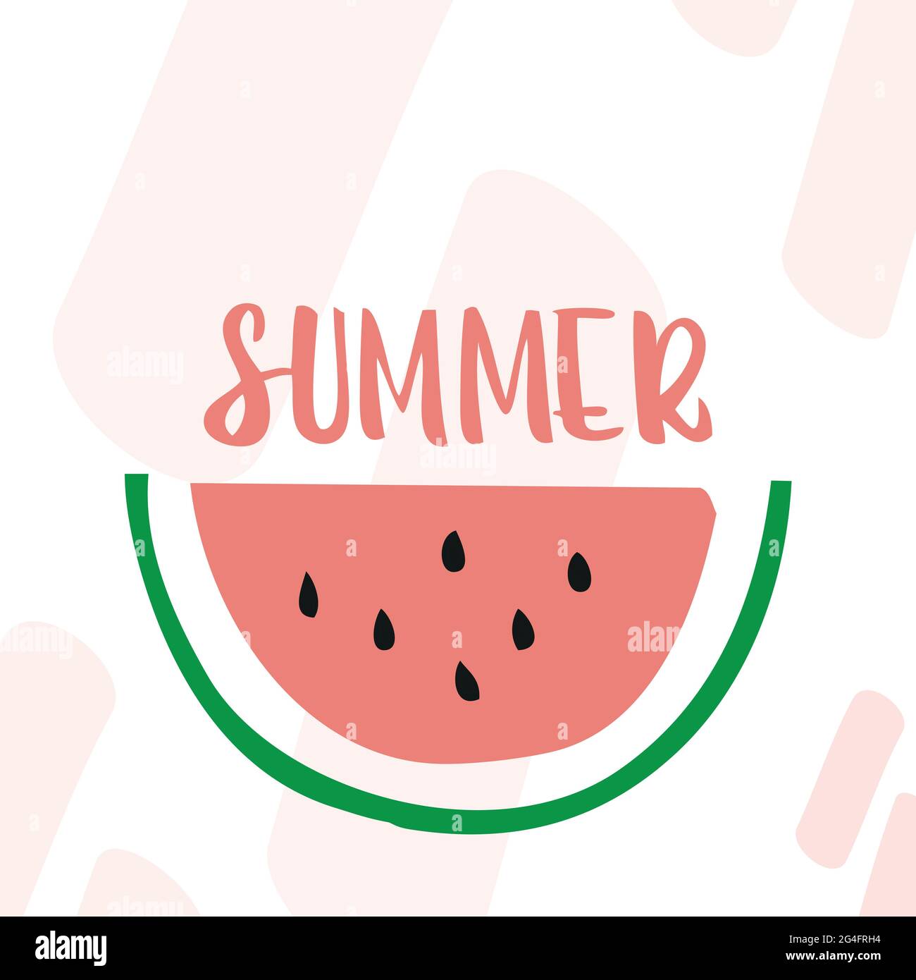 Summer lettering and watermelon. Vector illustration, hand drawn style ...