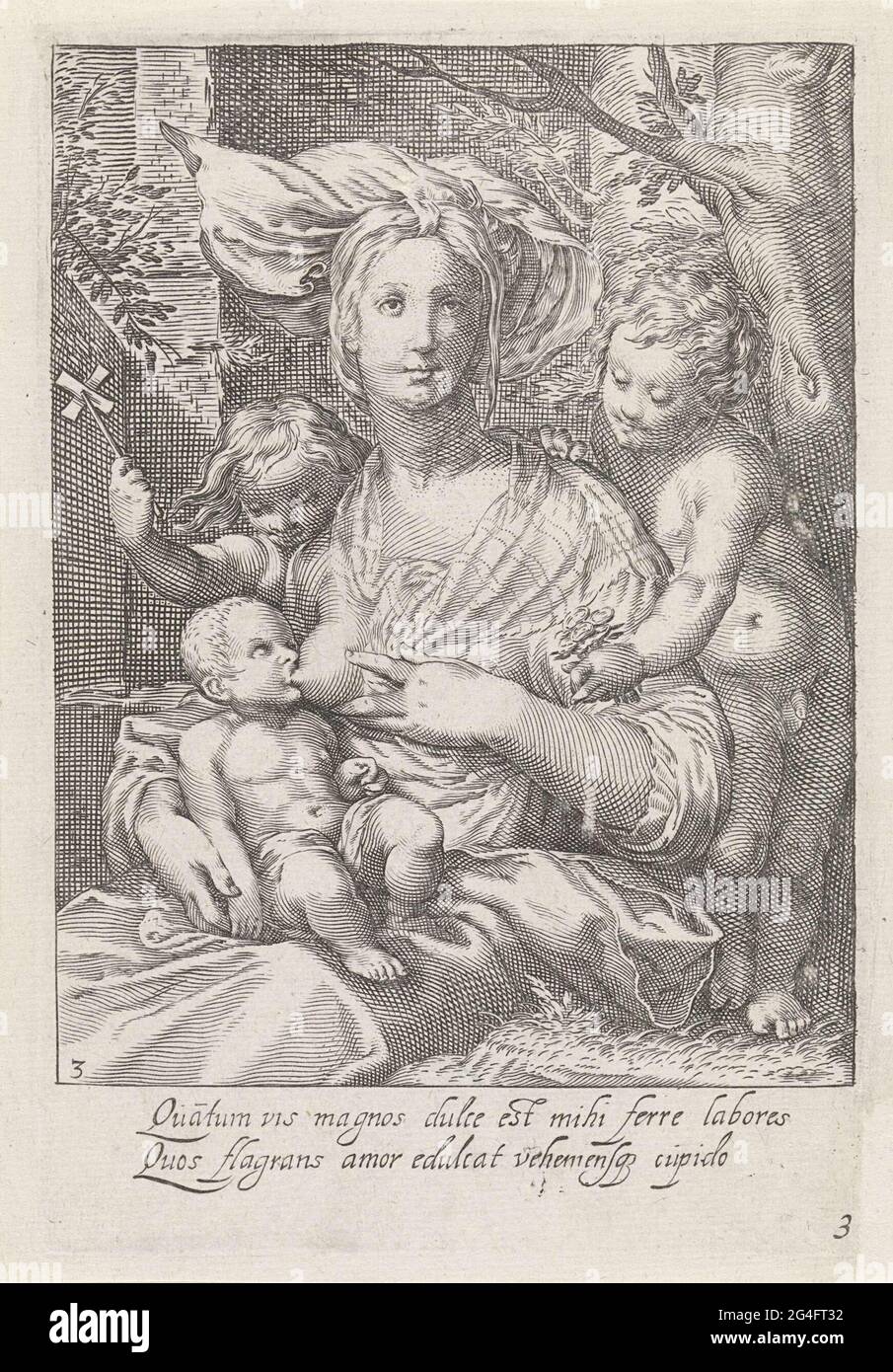 . A women's figure surrounded with children as a personification of ...