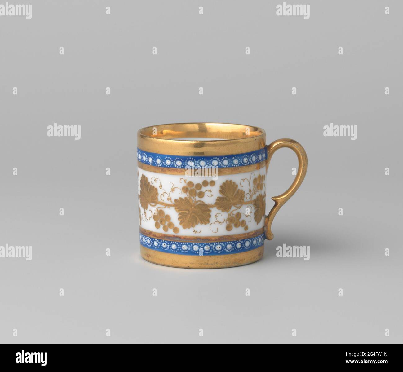 Cup with flower and vines. Cup of porcelain, decorated with flower and ...
